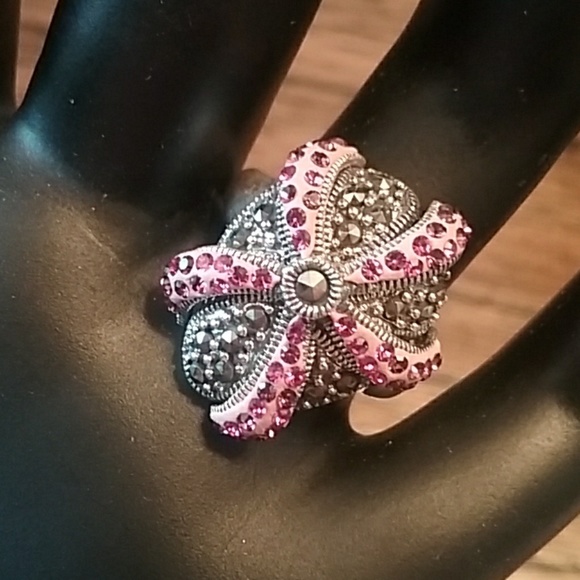 Jewelry | Fun Pink Crystals And Marcasite Ring 525 | Poshmark